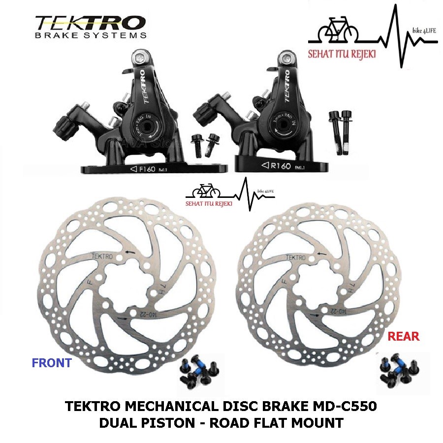 Jual TEKTRO DISC BRAKE MECHANICAL ROAD FLAT MOUNT MD-C550 DUAL PISTON PIVOT | Shopee Indonesia