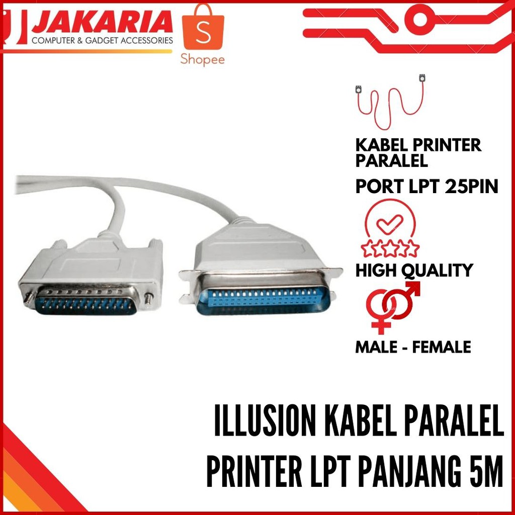 Jual ILLUPRO Konektor / Kabel Printer Paralel LPT 5 meter Kabel Printer ...