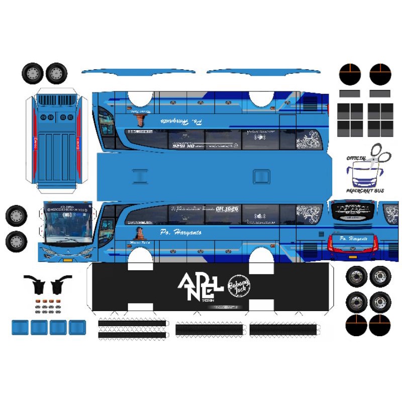 Jual Lembaran Pola Papercraft Bus PO Haryanto 025 HD Skala 1:50 ...