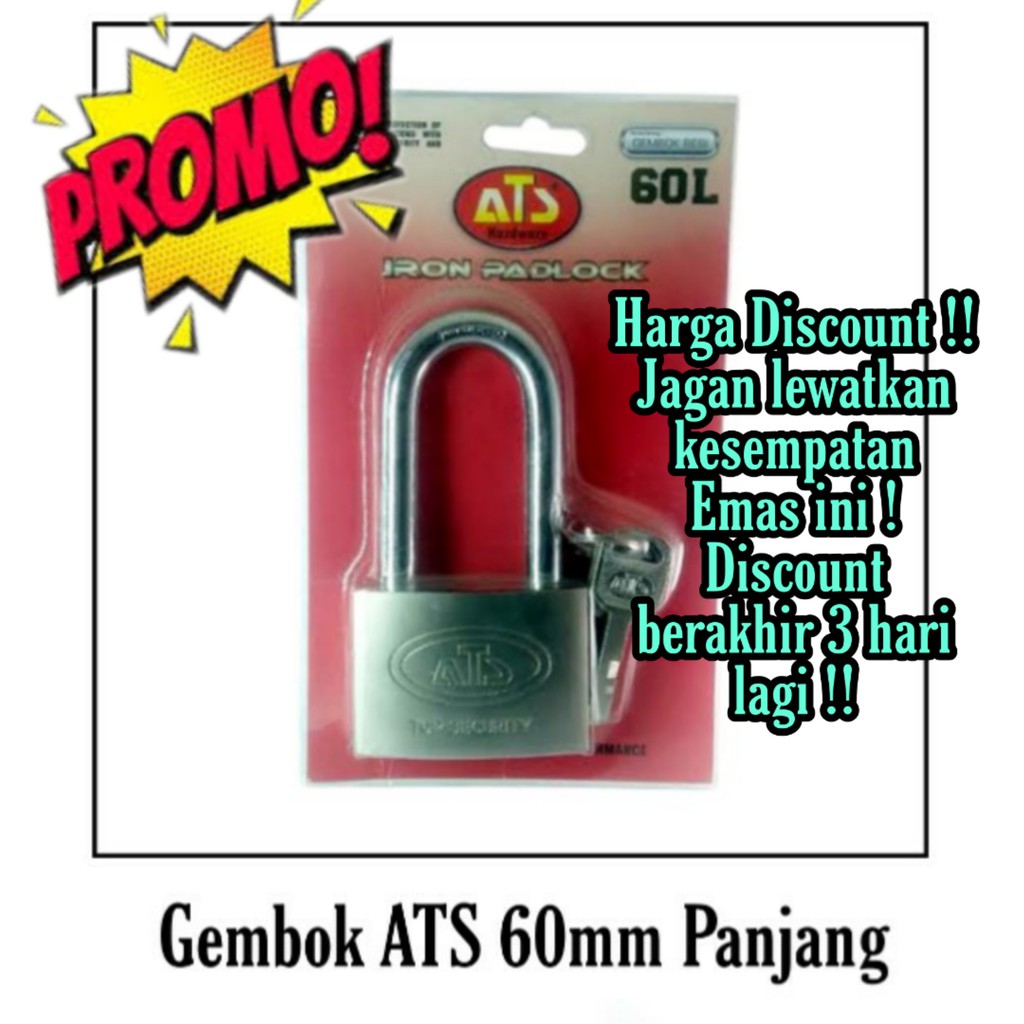 Jual Gembok merek ATS leher panjang ukuran 60mm | Shopee Indonesia
