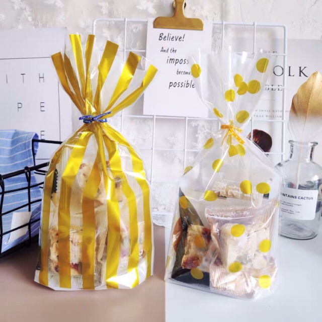 Jual 10pcs Plastik packing lucu plastik souvernir gold polkadot plastik ...