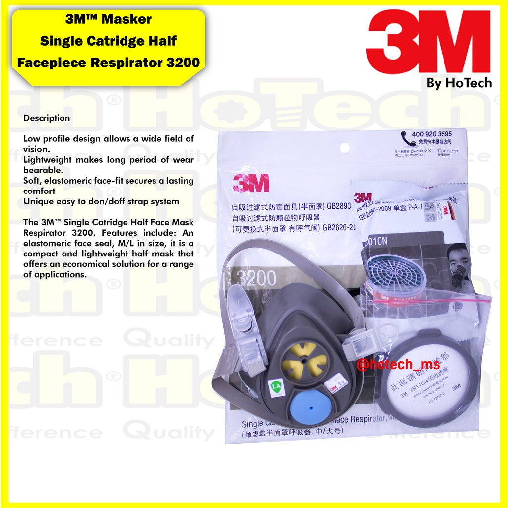 Jual 3M SAFETY Respirator Single Half Face Mask 3200 + 3301 + 3N11 ...