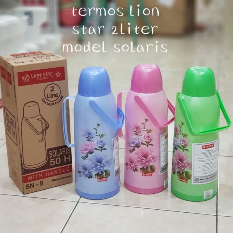 Jual termos lion star 2 liter solaris panas air tahan lama ready warna lengkap biru, pink dan ...