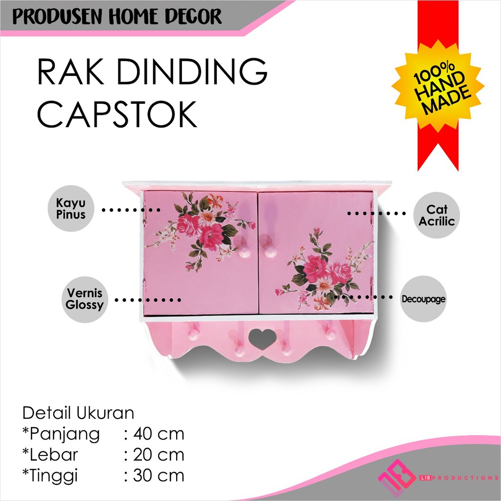 Jual Dine Wood Rak Dinding Tempat Box Kotak Kayu 2 Pintu Serbaguna ...