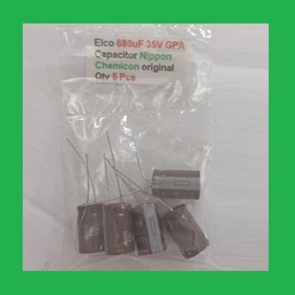 Jual Qty 5 Pcs Elco 680uF 35V GPA Capacitor Nippon Chemicon original ...