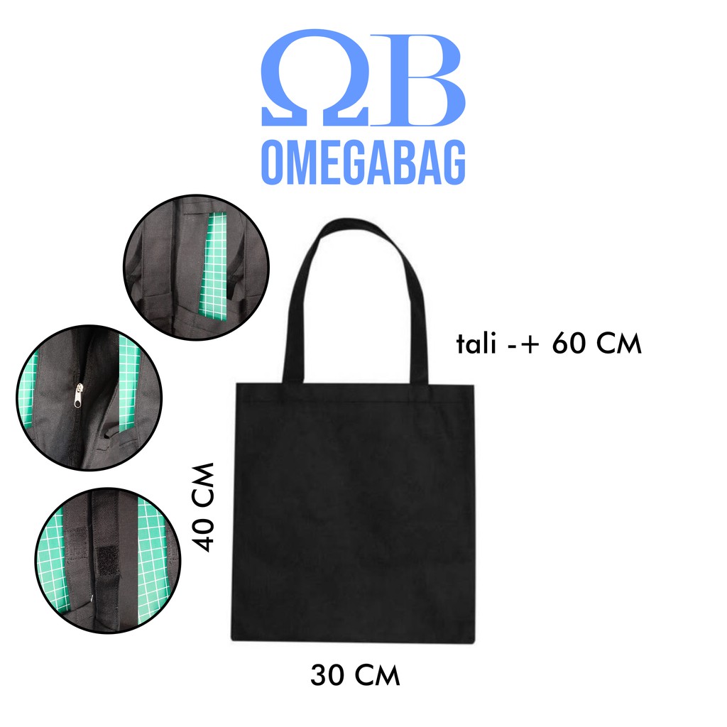 Jual TOTE BAG POLOS KANVAS HITAM 30x40 | Shopee Indonesia
