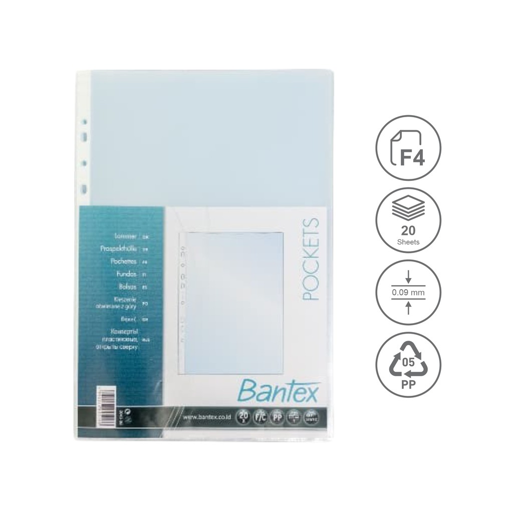 Jual [BMS Surabaya] Bantex Pocket with Top Opening Folio 0.09 mm 20 ...