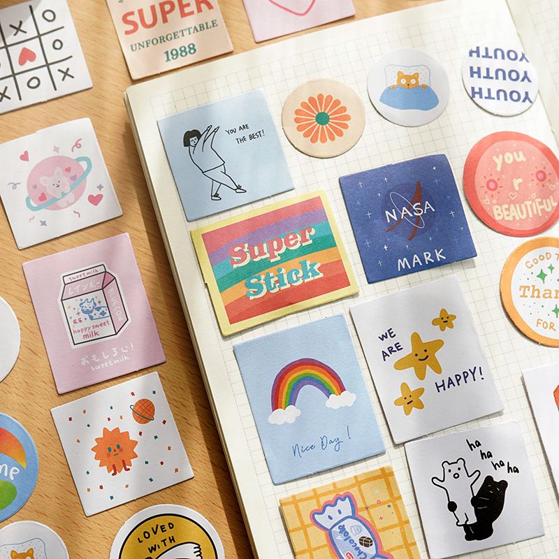 Jual 60pcs Sticker Retro Lucu Scrapbook Diary Aesthetic Journal Stiker ...