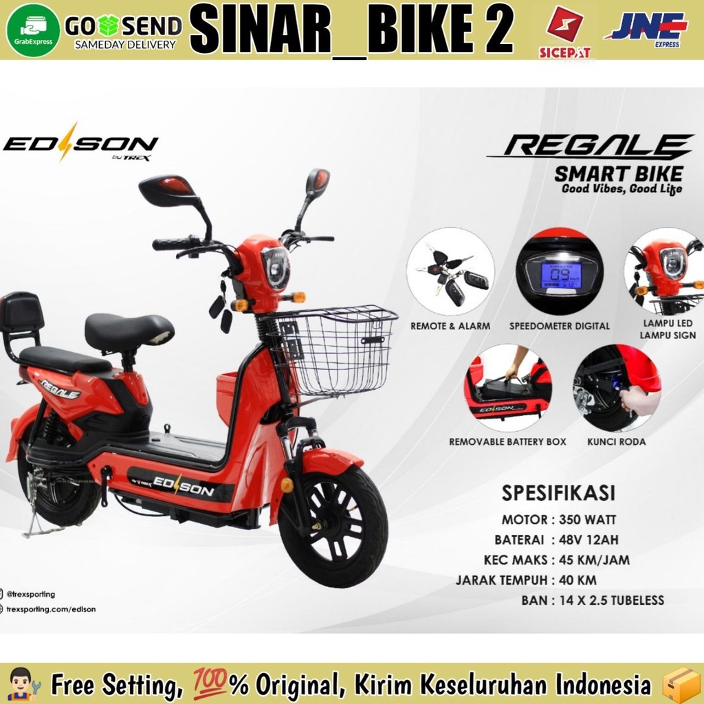 Jual Sepeda Listrik EDISON REGALE Electric E Bike 350 Watt | Shopee ...