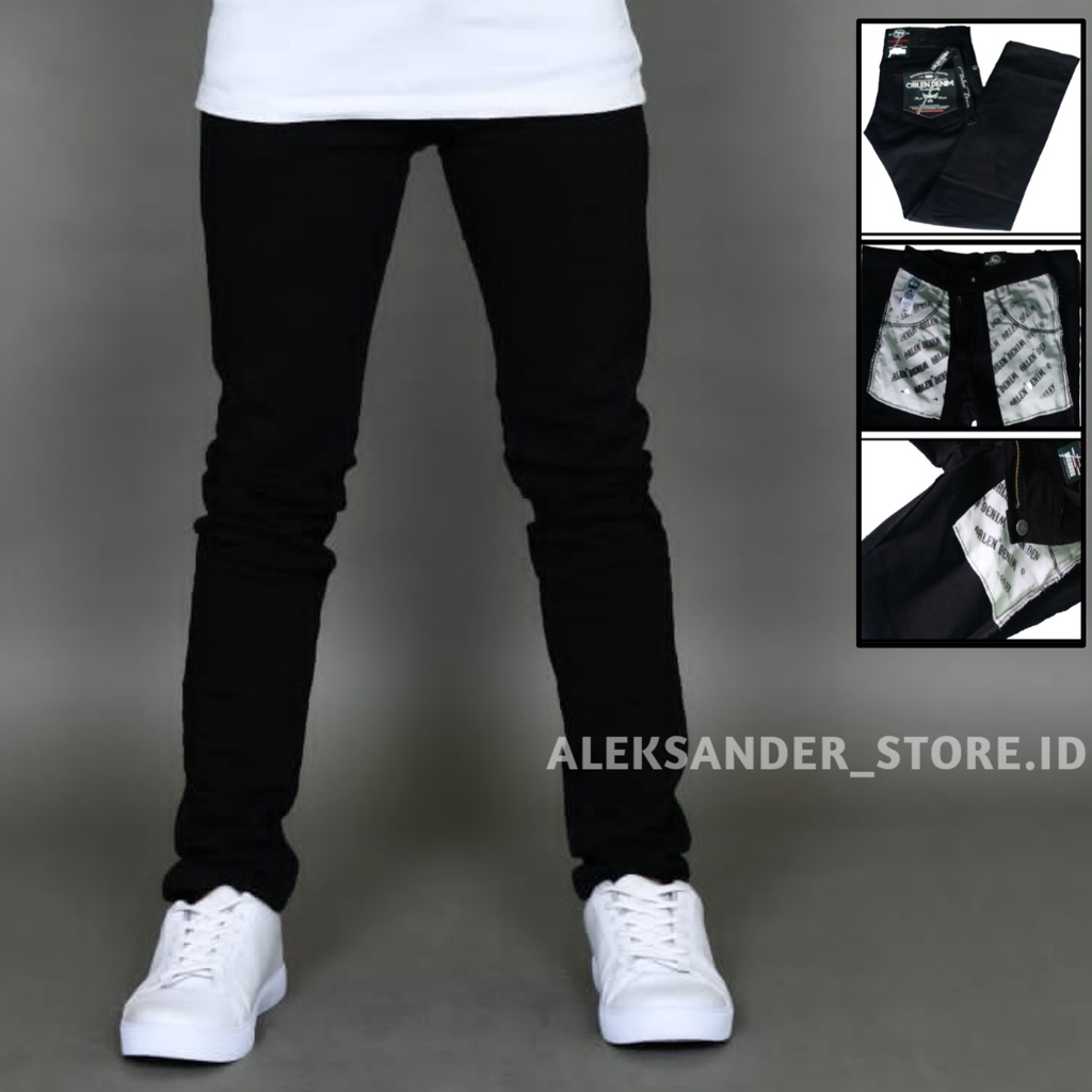 Jual Celana Jeans Hitam Pria Original Orlen Denim Panjang Skinny Semi ...