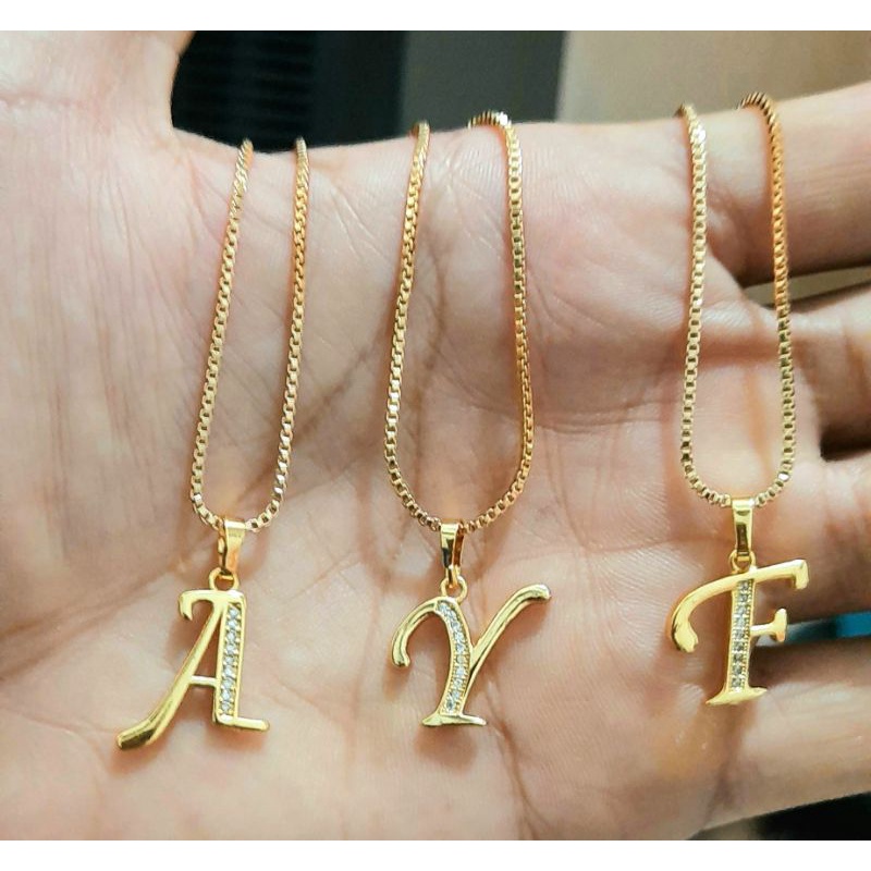 Jual kalung italy plus liontin huruf latin huruf inisial a sampai z ...