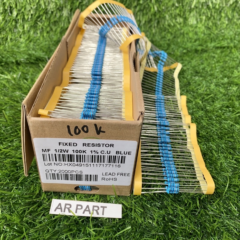 Jual x10 resistor 100k 1/2watt 1% metal film taiwan kaki tembaga | Shopee Indonesia