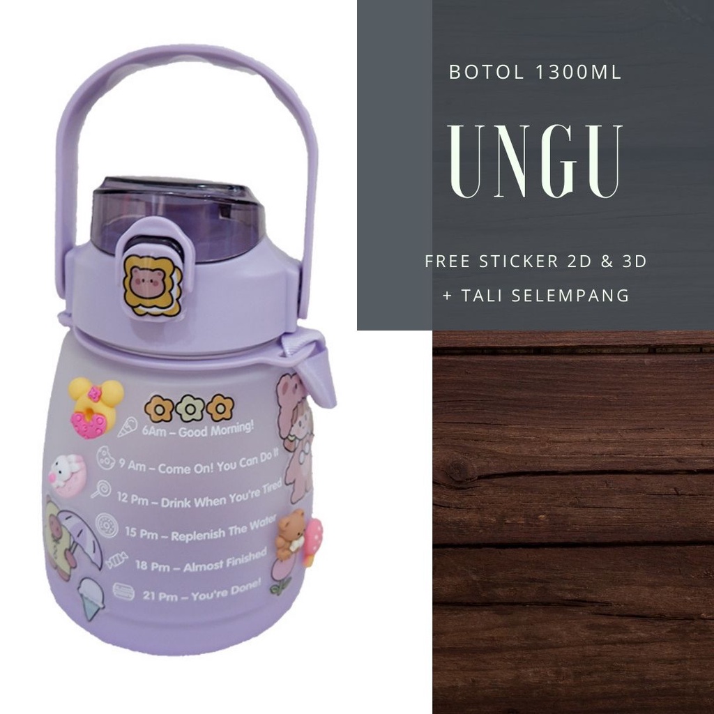 Jual Botol Gemoy Botol minum viral Botol pelangi motivasi Botol Korea ...