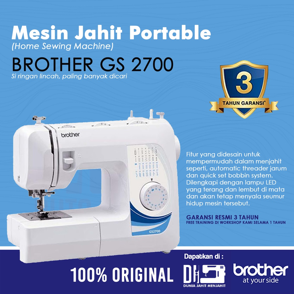 Jual Mesin Jahit BROTHER GS2700 / GS 2700 Portable Multifungsi | Shopee ...