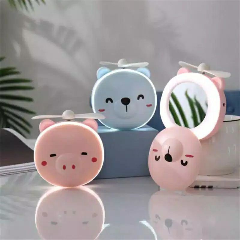 Jual 3in1 Cermin LED Kipas Portable Kaca Rias Lampu kipas Mini Fan USB ...
