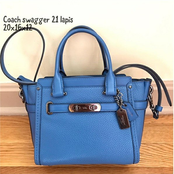 Jual Tas Coach Swagger 21 Lapis Blue Pebble Leather Original | Shopee ...