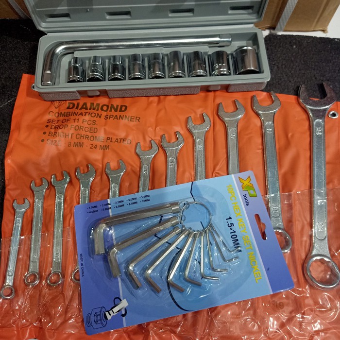 Jual Kunci Bengkel Murah Ring Pas Set 11 Pcs Dan Kunci Sok Sock Set 10 ...