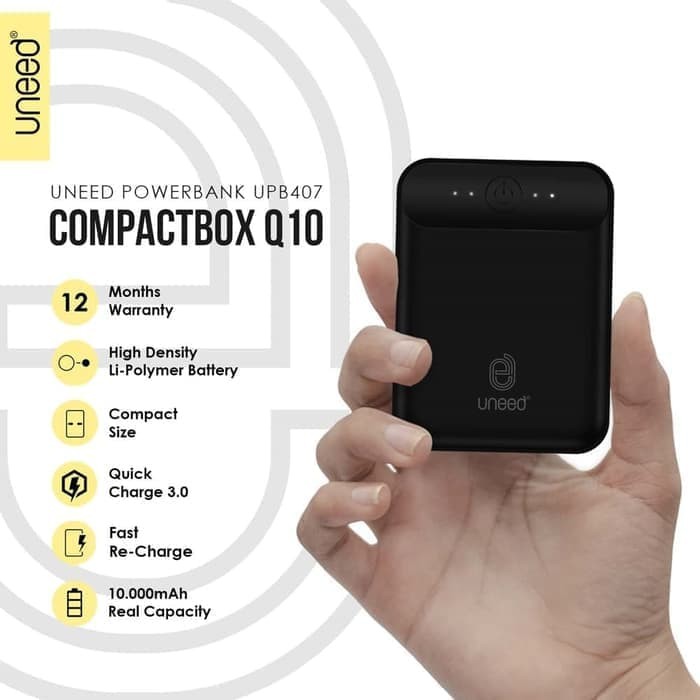 Jual POWER BANK UNEED UPB407 CompactBox Q10 Powerbank 10000mAH Display | Shopee Indonesia