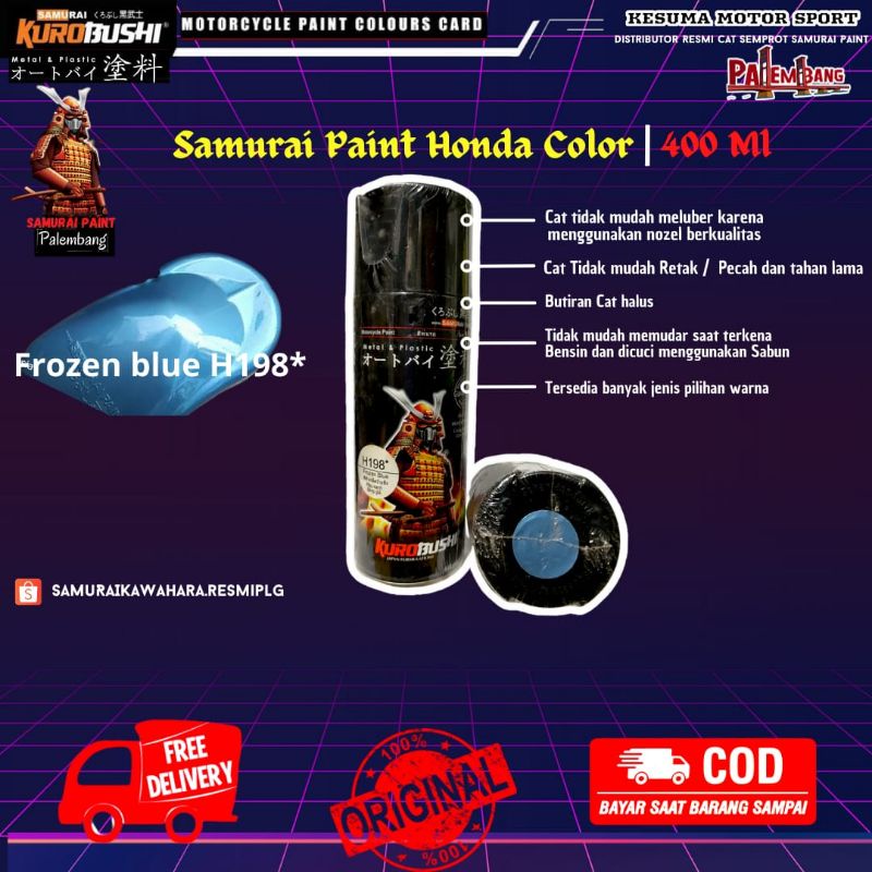 Jual Cat Pilok pilox Cat Semprot Samurai Paint H198* Frozen Blue 400ml 100% Garansi Original ...