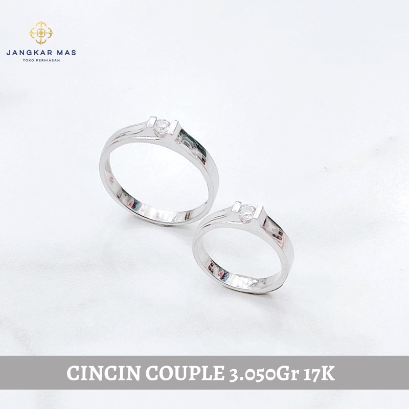 Jual Cincin Couple Pasangan Mas Putih 17K Cincin Nikah | Shopee Indonesia
