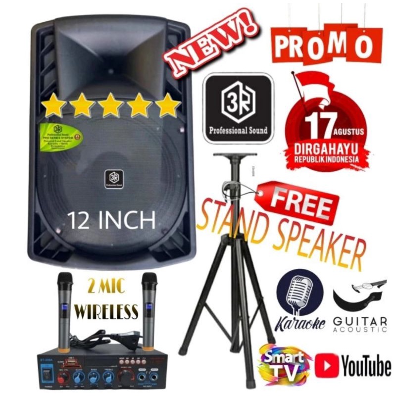 Jual Set Karaoke 3R 12 Inch 2 Mic Wireless Ampli Bluetooth Karaoke ...