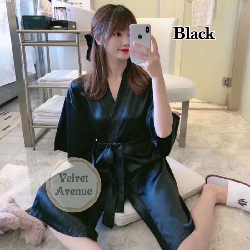 Jual Kimono Bathrobe Silk Satin Sheine Bride Bridesmaid Rompi Make Up ...