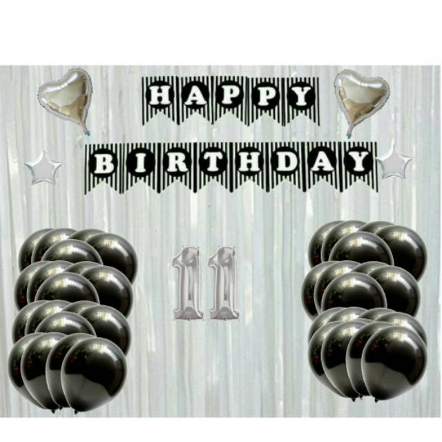 Jual Paket dekorasi ulang tahun hitam putih / monokrom | Shopee Indonesia