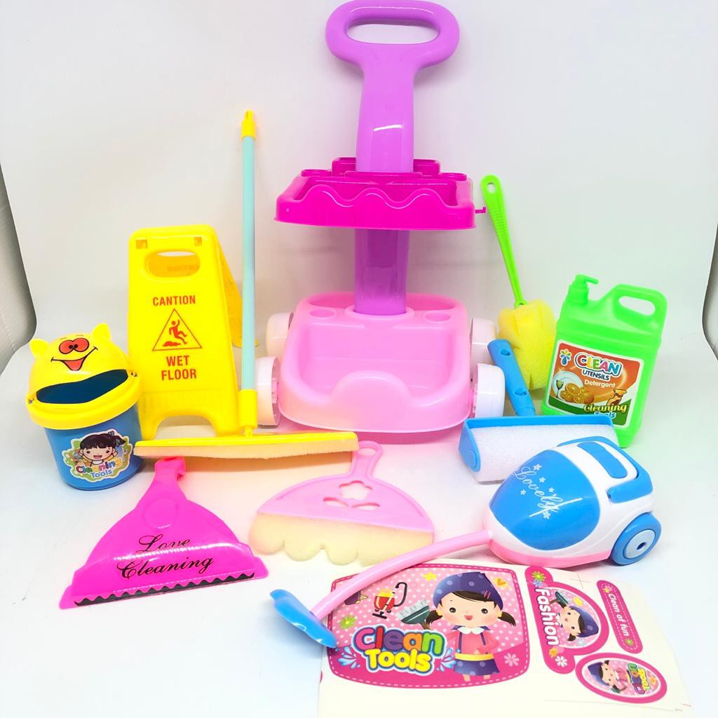Jual Mainan anak cewe cleaning trolley / cart bersih - bersih | Shopee ...