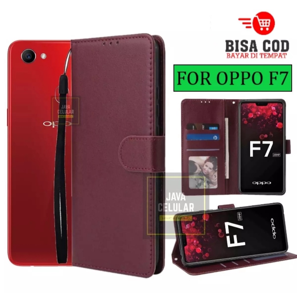Jual OPPO F7 Leather Flip - Wallet Case Kulit - Casing Dompet Case ...