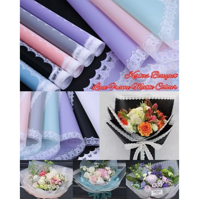 Jual Kertas Buket Lis Renda Flower Wrapping Papper Matte Colour Lace ...