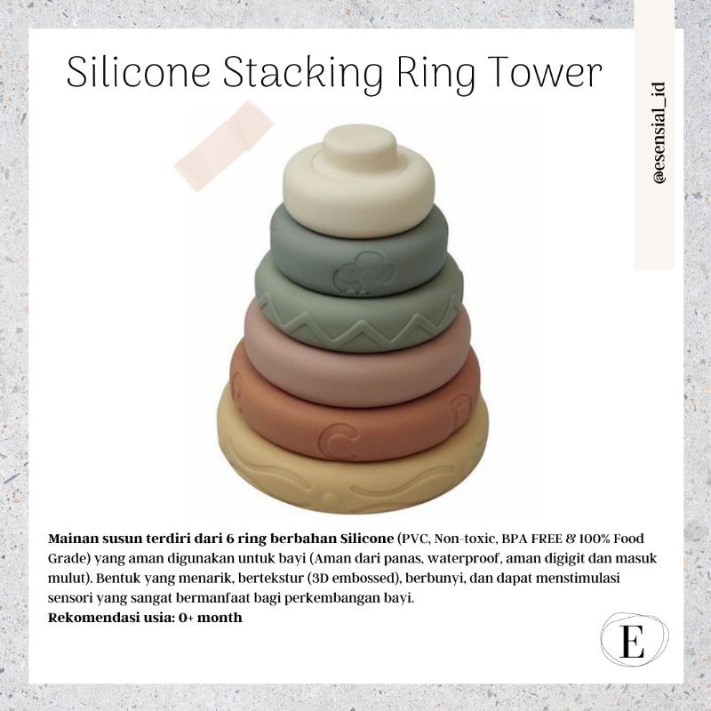 Jual Silicone Stacking Ring Tower Baby Toy - Mainan Bayi Menara Ring ...
