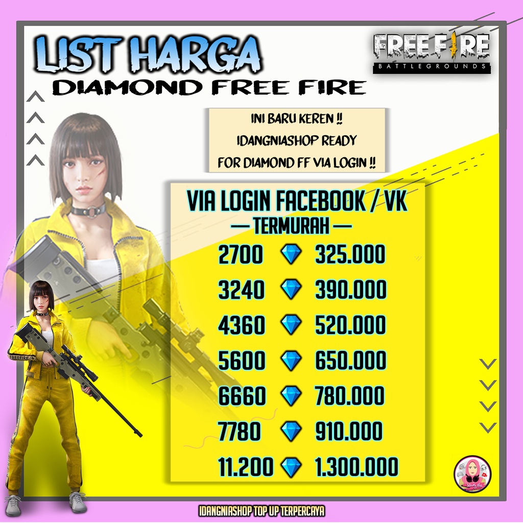 Jual DM VILOG FF SULTAN Via ID - By @idangniashop | Shopee Indonesia