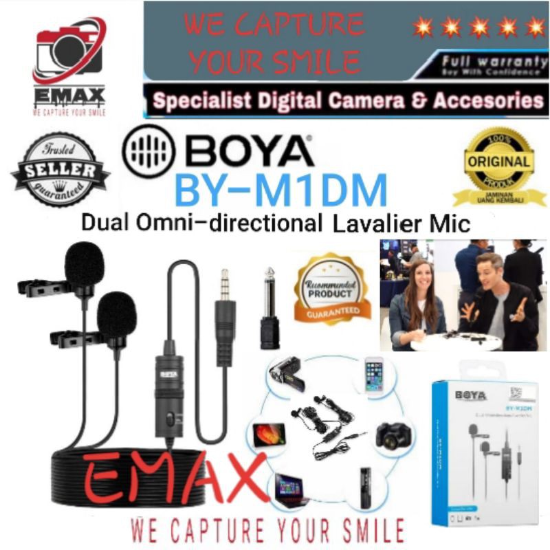 Jual Mic BOYA BY-M1DM BY M1DM Dual Clip on Microphone Boya M1DM Camera & Smartphone | Shopee ...