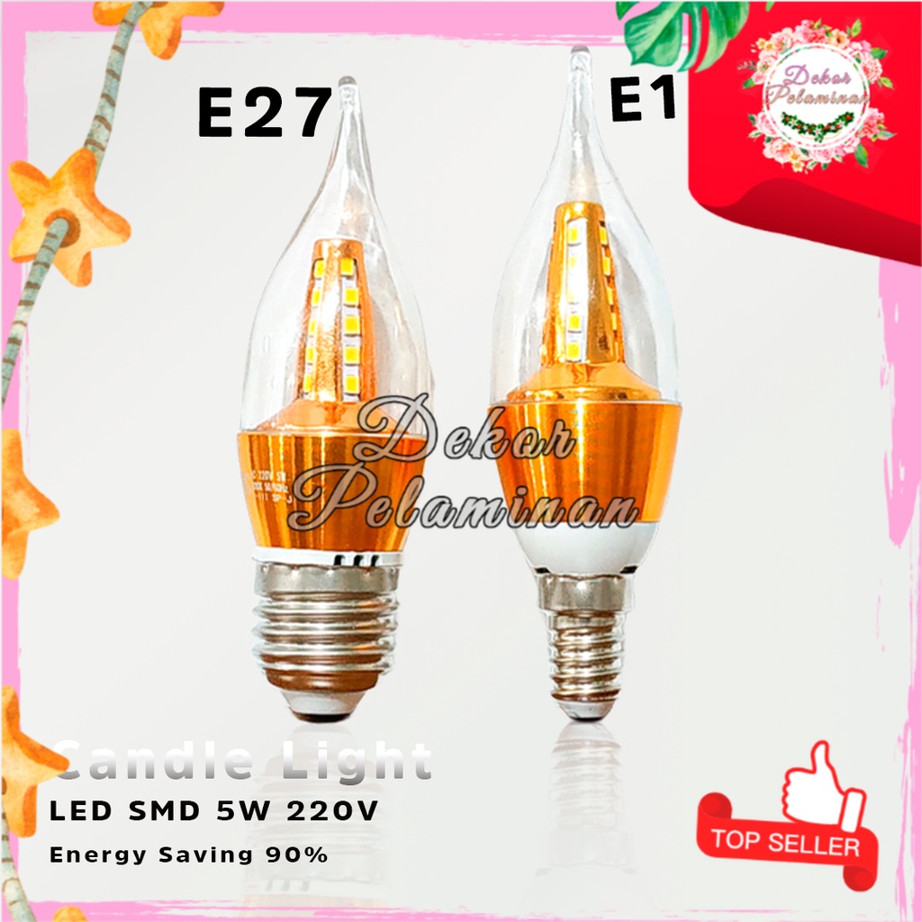 Jual Lampu LED Lilin 5W SMD Bening Candle Light - Lampu Dekorasi Hias ...