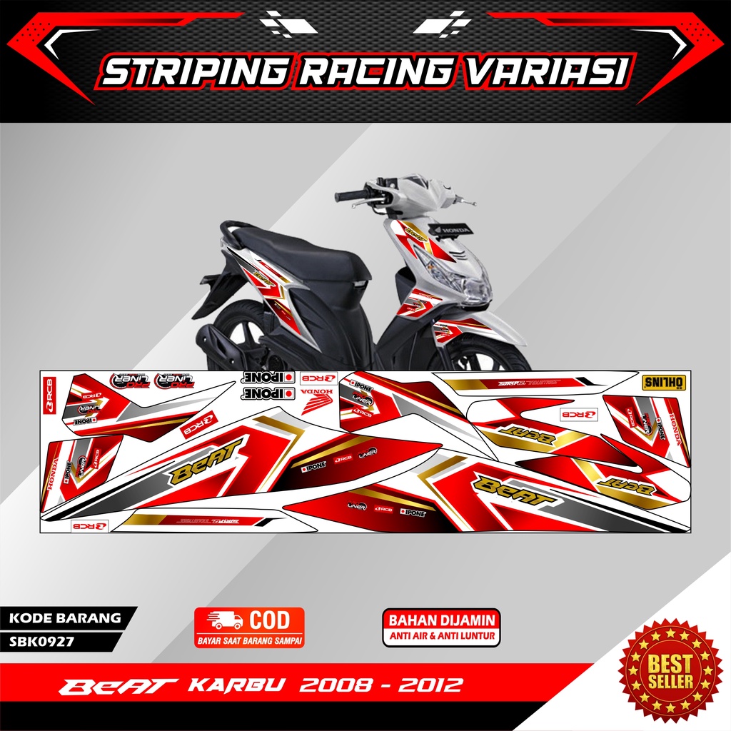 Jual Stiker Striping Beat Karbu 2008 2009 2010 2011 2012 Sticker ...