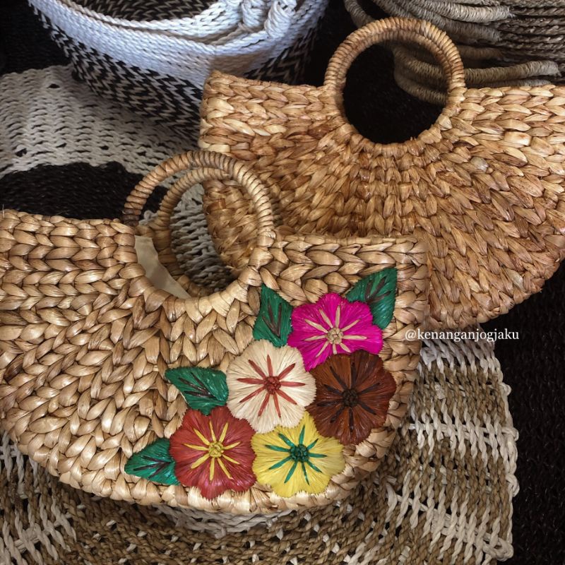 Jual Batari Natural Bag || KJ Craft Tas Eceng Gondok Sulam Polos Etnik ...