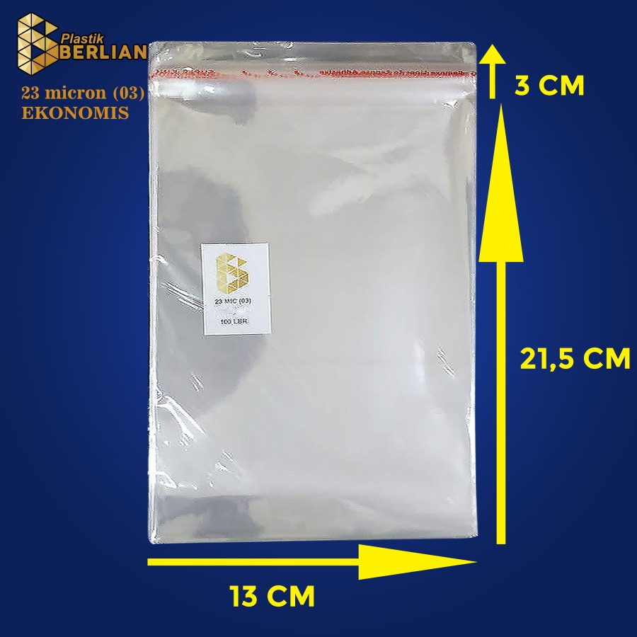 Jual 13 x 21,5cm Plastik OPP EKONOMIS 23micron (100 lbr) (lem/seal) | Shopee Indonesia