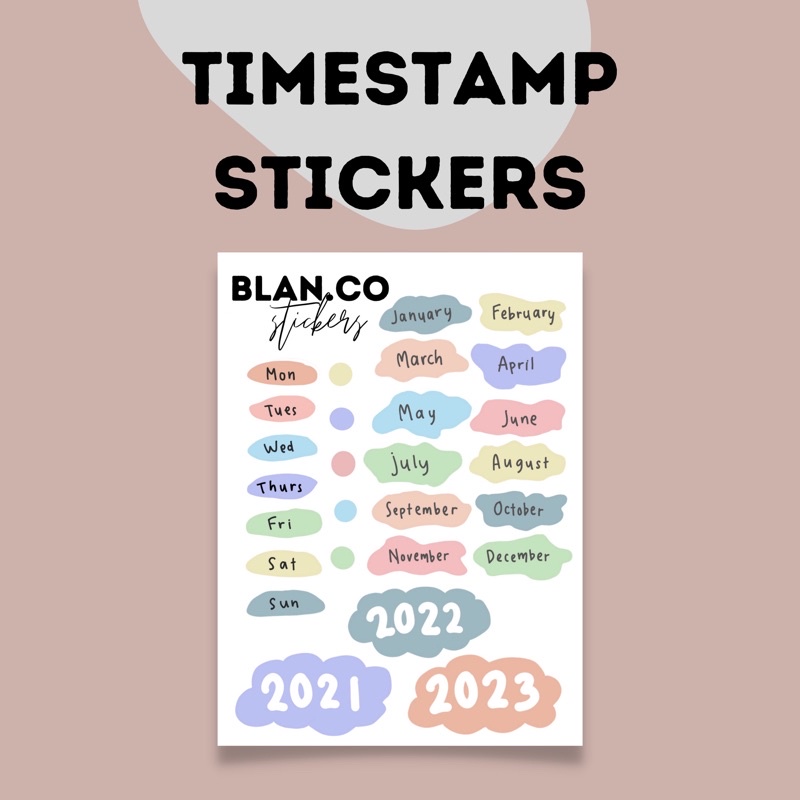 Jual Timestamp Stickers - Stiker Aesthetic Colorful Pastel Journaling ...