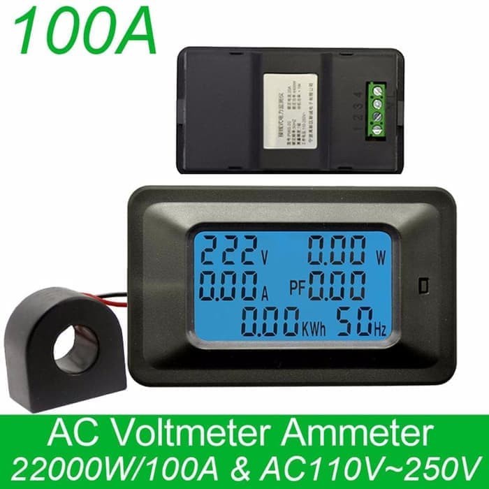 Jual KWH Meter Digital AC100A Voltmeter Ammeter Wattmeter cos phi Hertz ...
