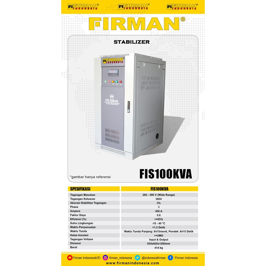 Jual Stabilizer LISTRIK FIS100KVA FIRMAN 3 Phase 100KVA INDUSTRIAL ...