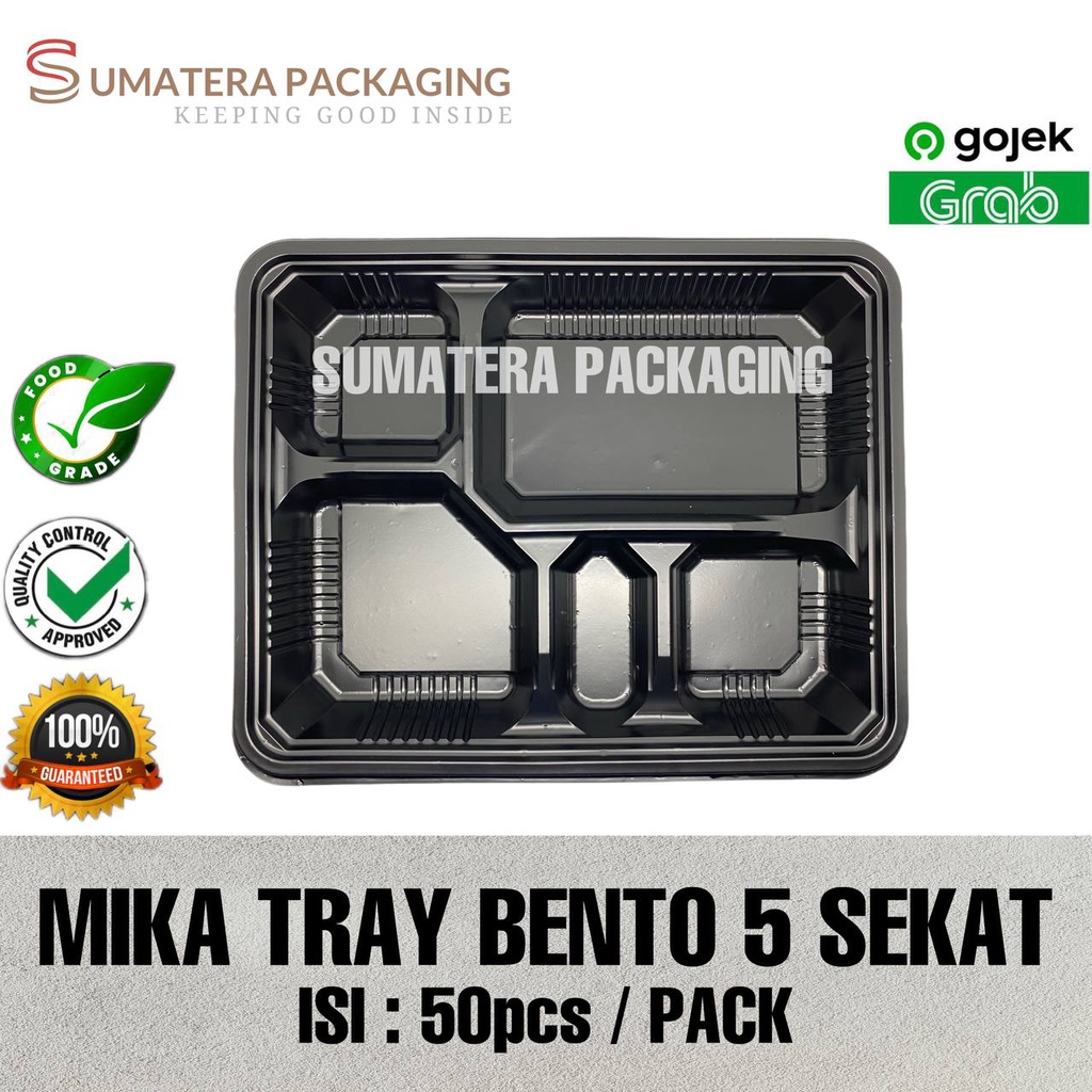 Jual Mika Bento 5 Sekat BESAR 26cm TEBAL Box 50 pcs Kotak Bekal Makanan ...