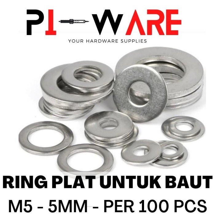 Jual Per Bungkus Isi 100 Pcs Ring Plat Untuk Baut Ukuran M5 5mm 5 mm ...