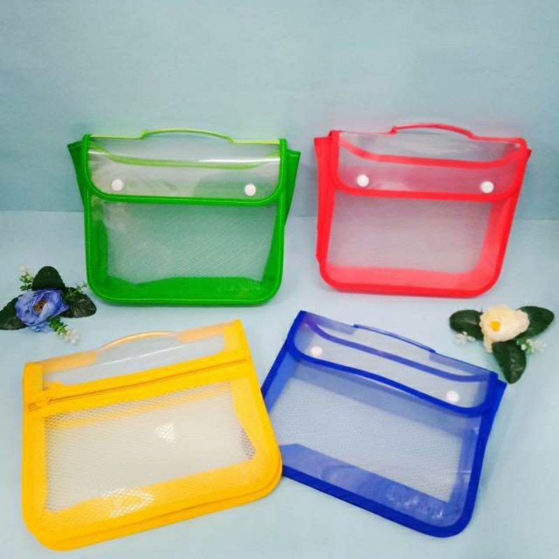 Jual Tas Kantong Pouch Organizer File Map Mika Transparan Kancing Unik ...