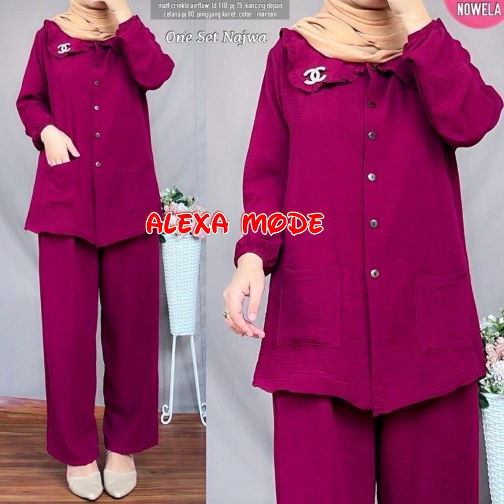 Jual NEW ONE SET NAJWA CRINKLE AIRFLOW LD 110 CM / SETELAN WANITA POLOS BAHAN CRINKLE PREMIUM ...