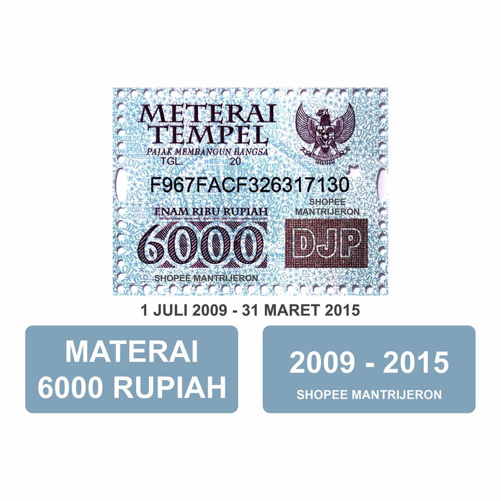 Jual Materai 6000 Tahun 2009-2015 Meterai Tempel 6 Ribu 6.000 Enam Ribu Rupiah Lama Kuno Jadul ...