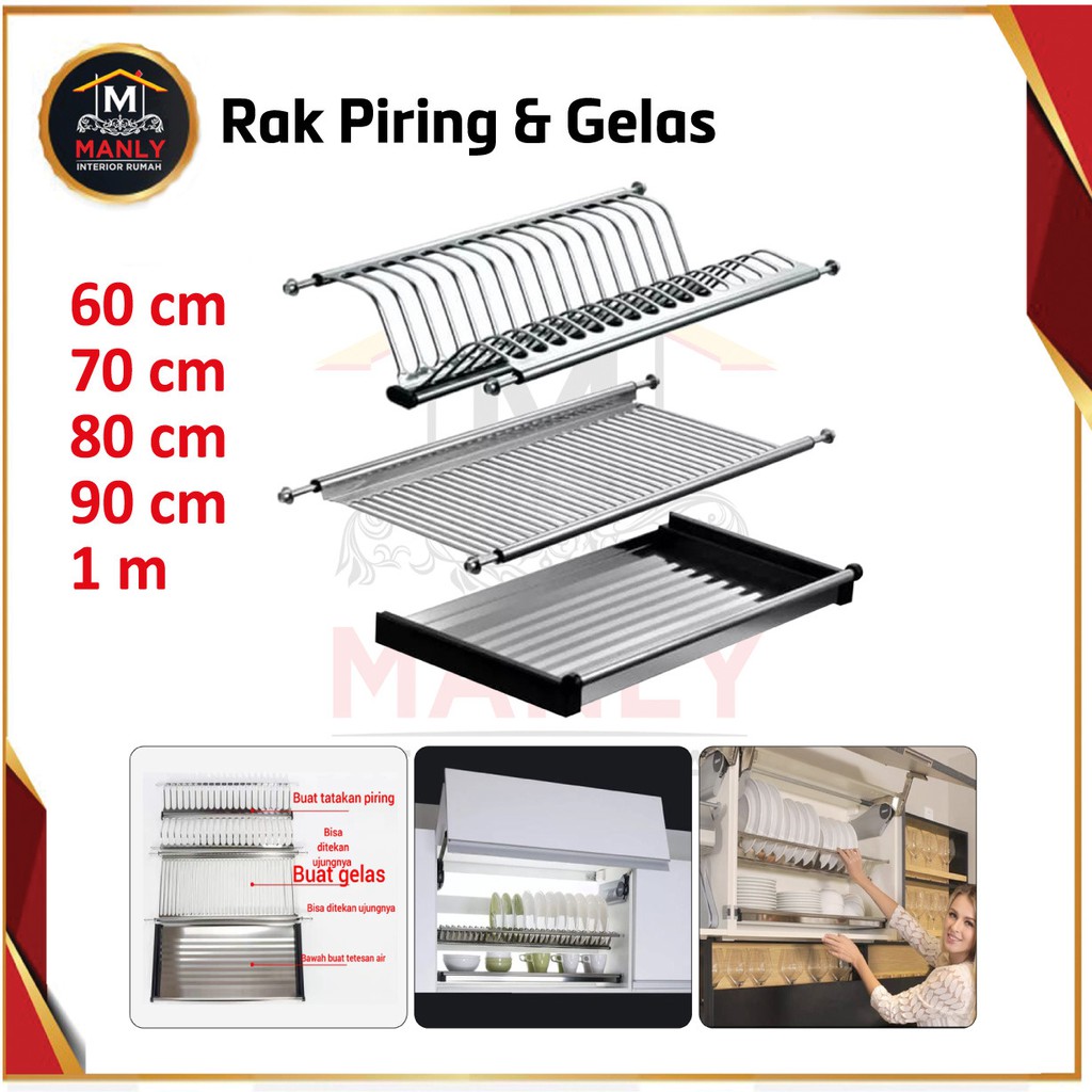 Jual Rak Piring Gantung Tatakan Lemari Kitchen Set Stainless Steel 60 ...