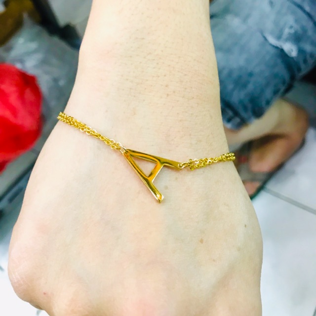 Jual Gelang inisial gelang alphabet gelang huruf titanium / gelang ...