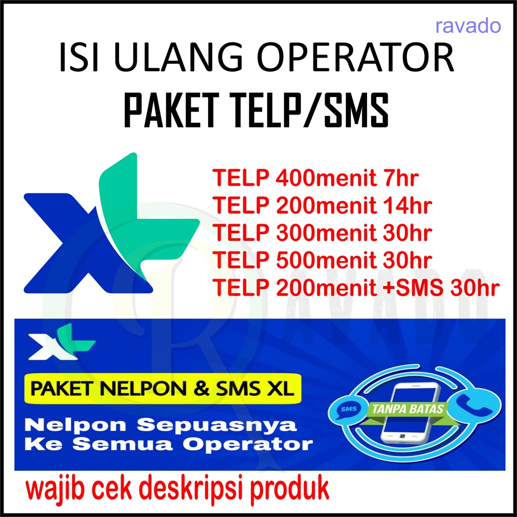 Jual ISI ULANG TOP UP PAKET KUOTA BEBAS NELPON SMS XL SESAMA SEMUA ...