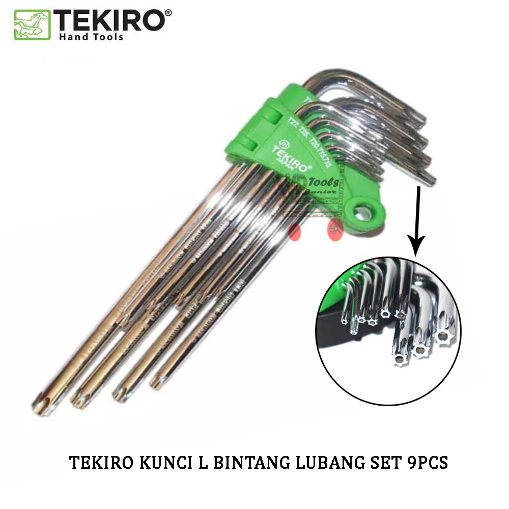 Jual ORIGINAL!!! Tekiro Kunci L Bintang Dengan Lubang Set 9PcsTamper Torx Key Long Kunci L ...