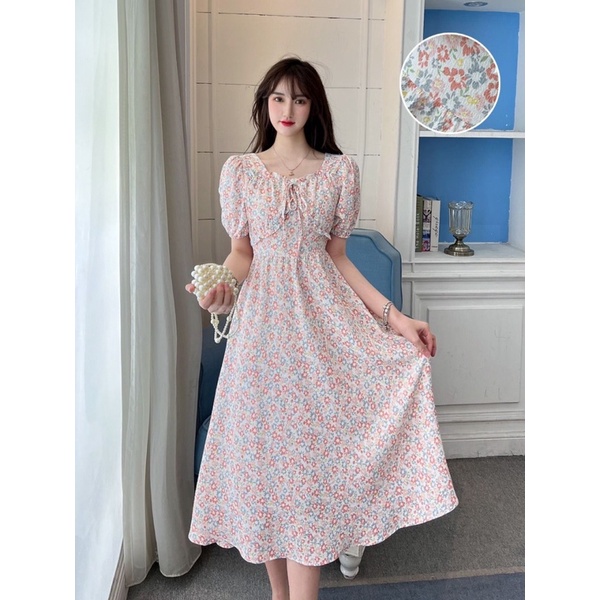 Jual Maye Dress Korean Floral Midi Summer Spring Dinner Gaun Cantik ...